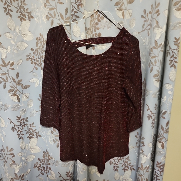 NY Collection | Tops | Ny Collection Burgundy Sparkle Blouse | Poshmark